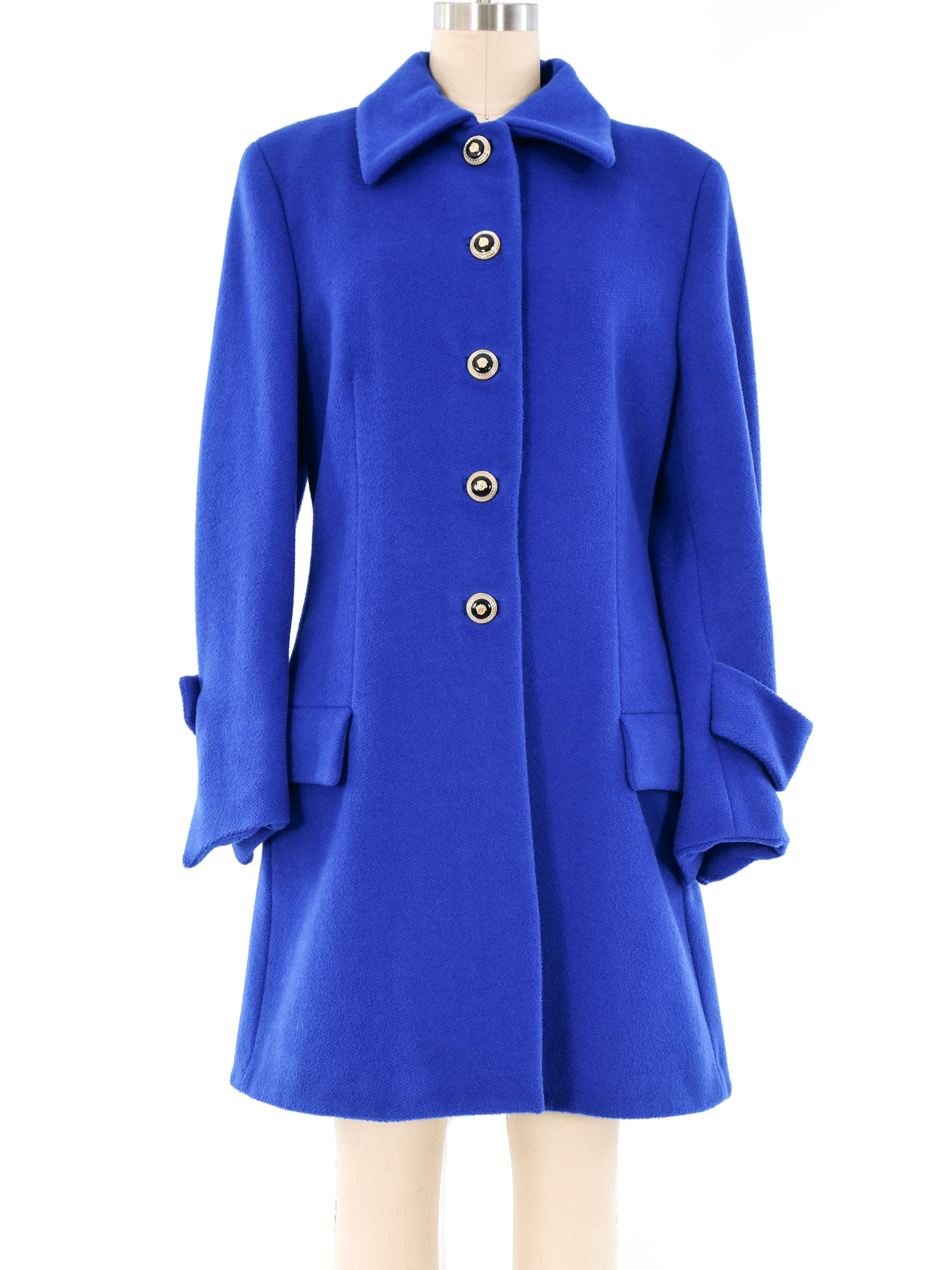 Gianni Versace Blue Wool Swing Coat