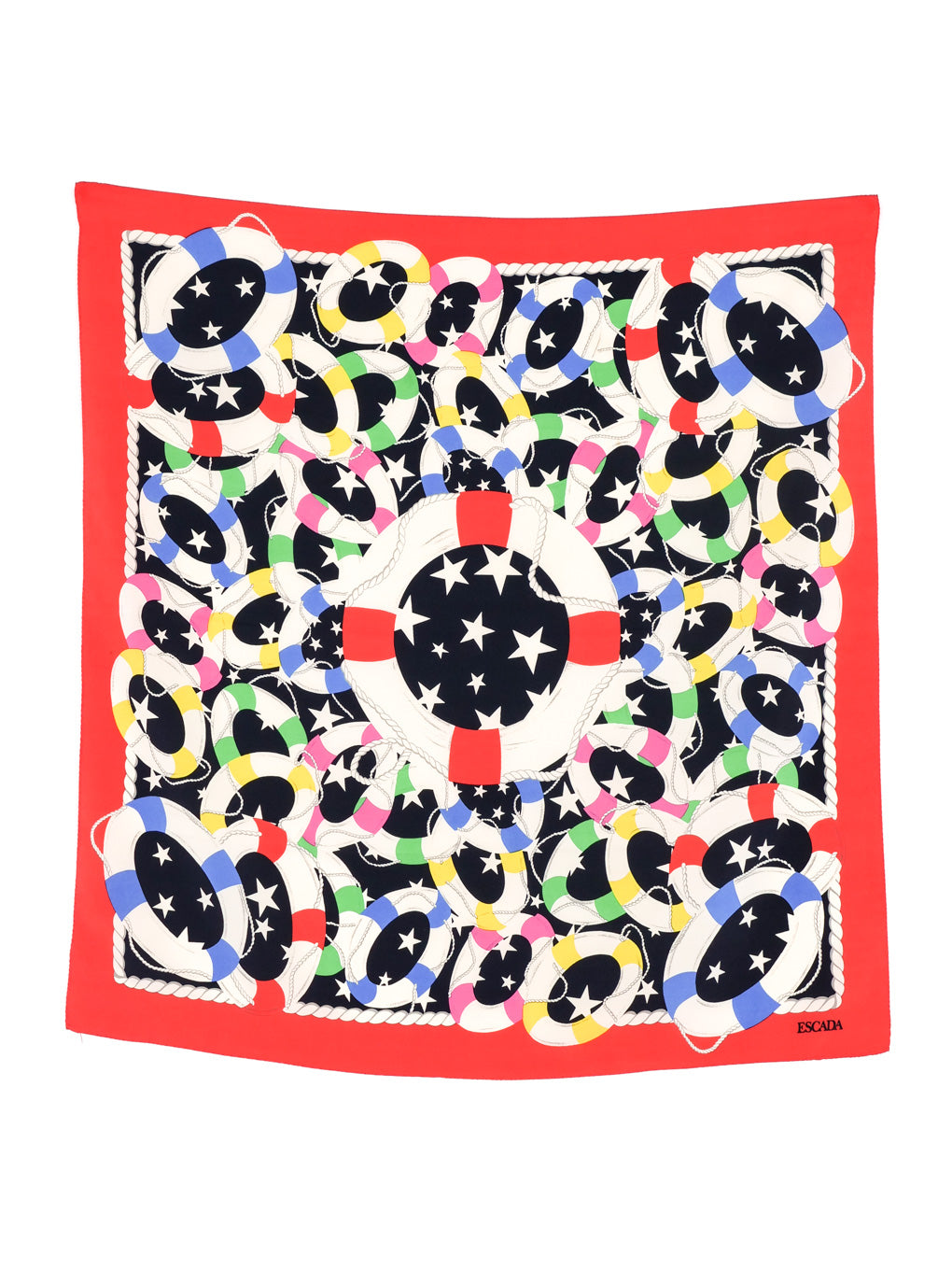 Escada Nautical Themed Silk Scarf