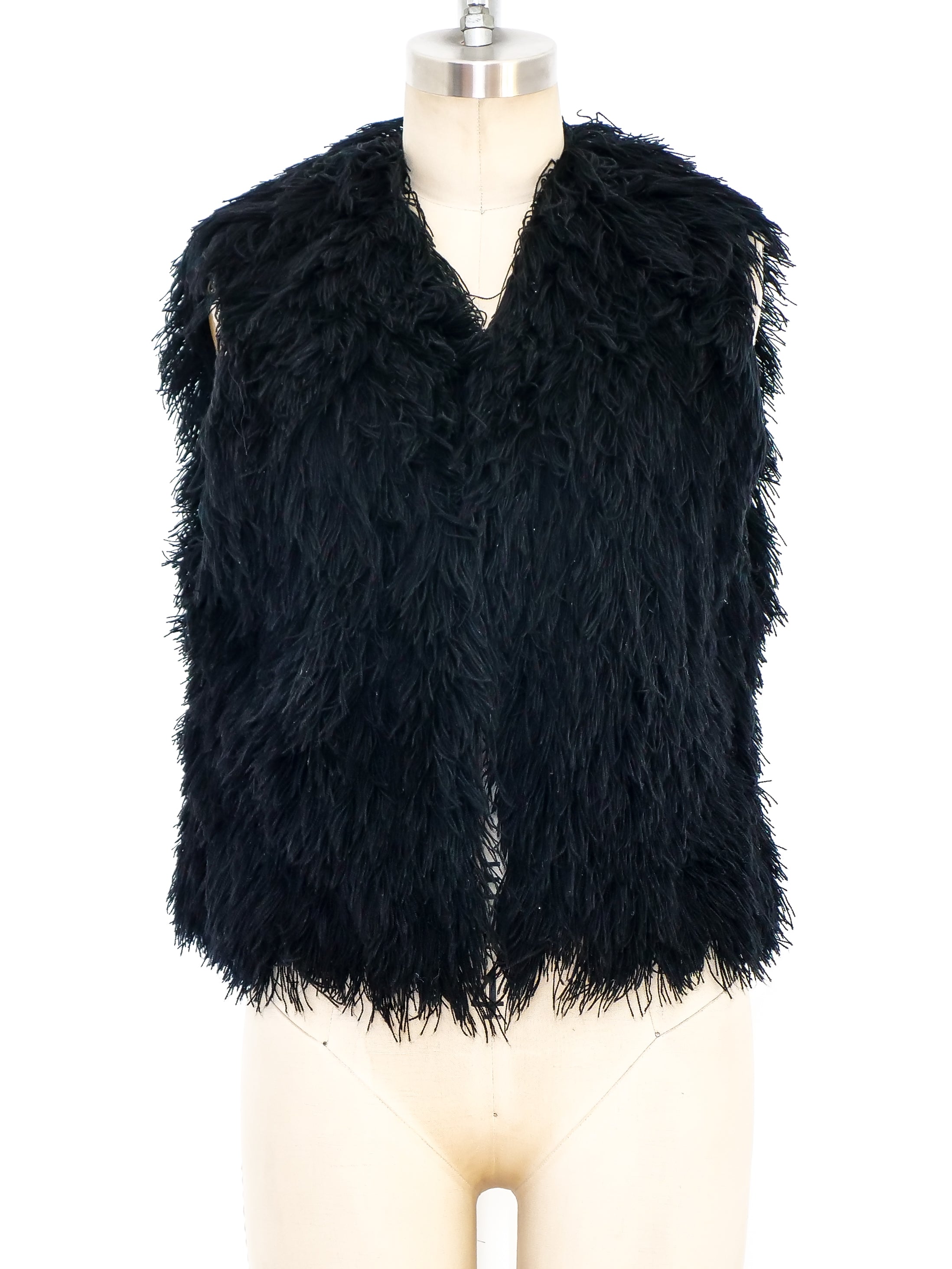 Black Shag Fringe Vest